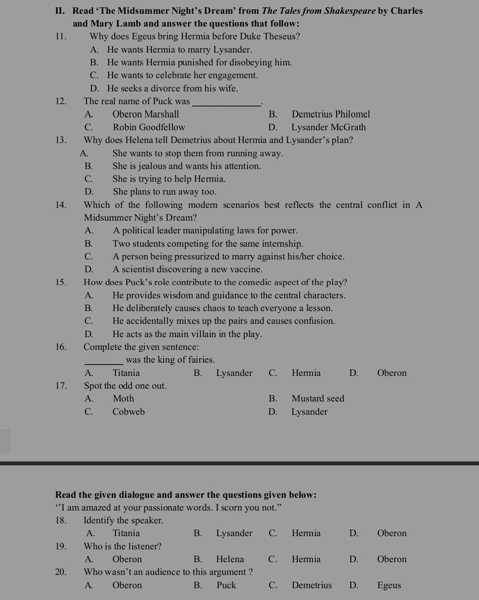 11. Why does Egeus bring Hermia before Duke | StudyX
