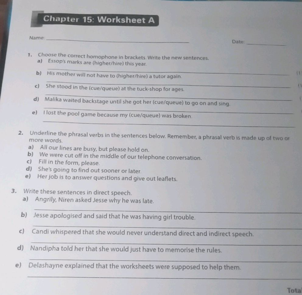 1. Choose the correct homophone in brackets. | StudyX
