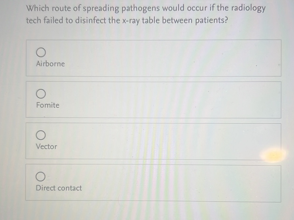 Which route of spreading pathogens would | StudyX