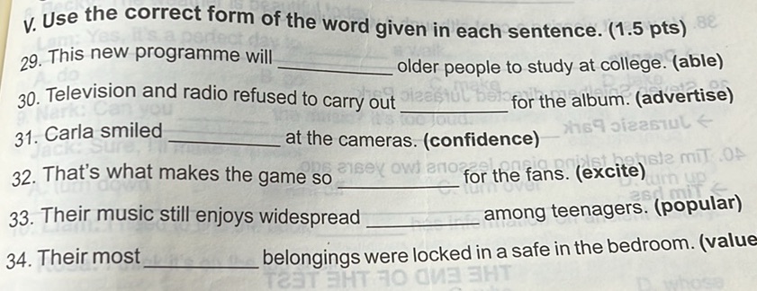 V. Use the correct form of the word given in | StudyX