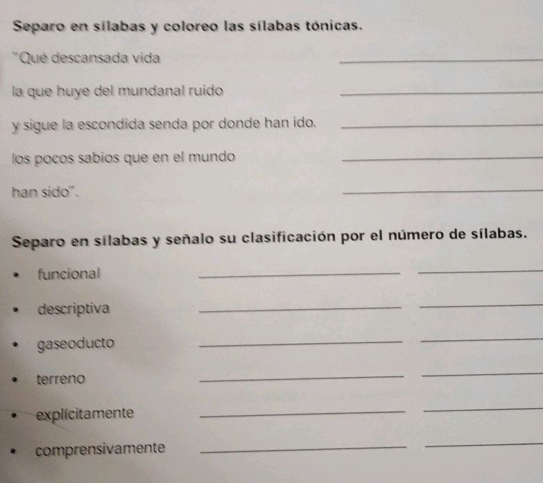 Separo en sílabas y coloreo las sílabas | StudyX