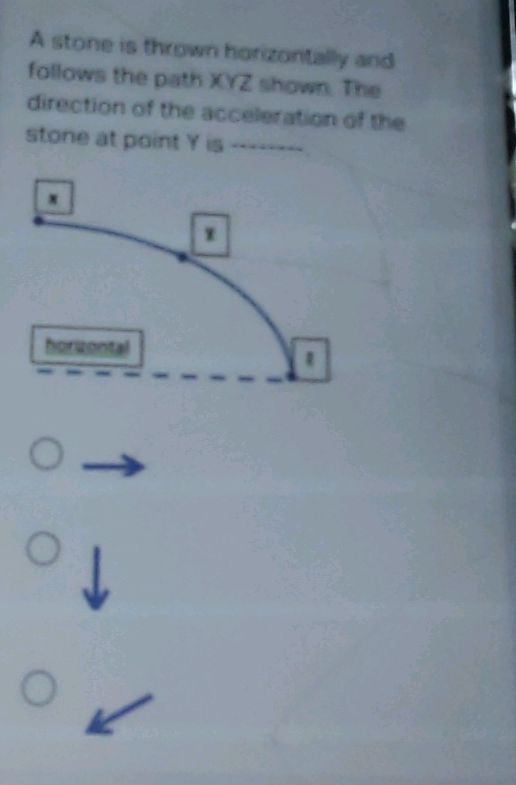 A stone is thrown horizontally and follows | StudyX