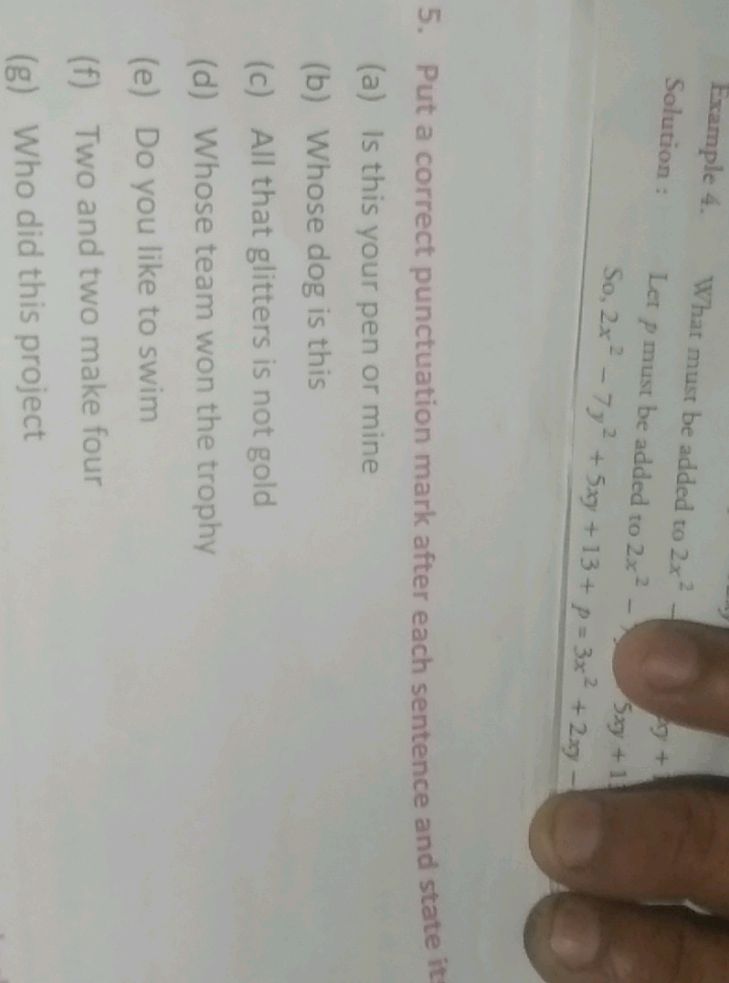 5. Put a correct punctuation mark after each | StudyX