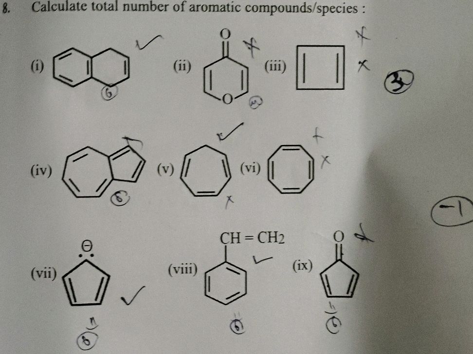 8. Calculate total number of aromatic | StudyX