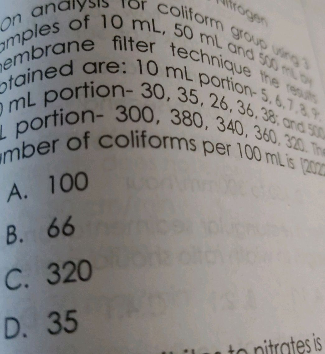 On analysis for coliform group using 3 | StudyX