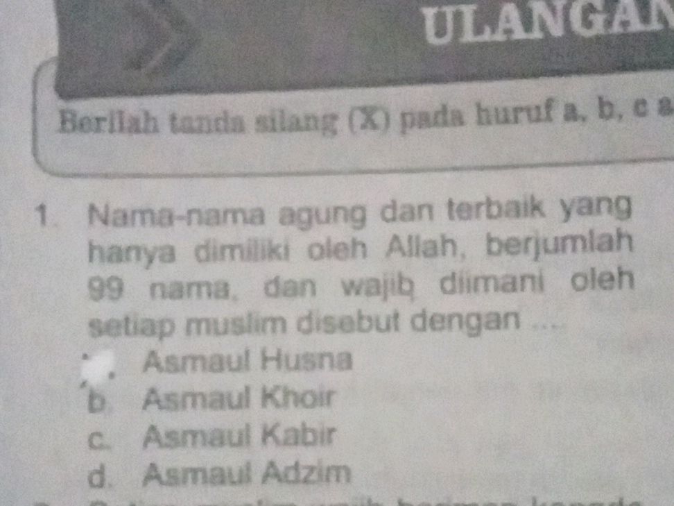 1. Nama-nama agung dan terbaik yang hanya | StudyX