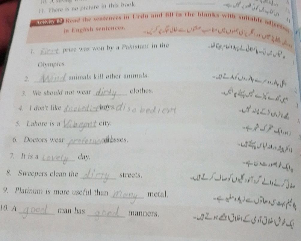 Activity 02 Read the sentences in Urdu and | StudyX