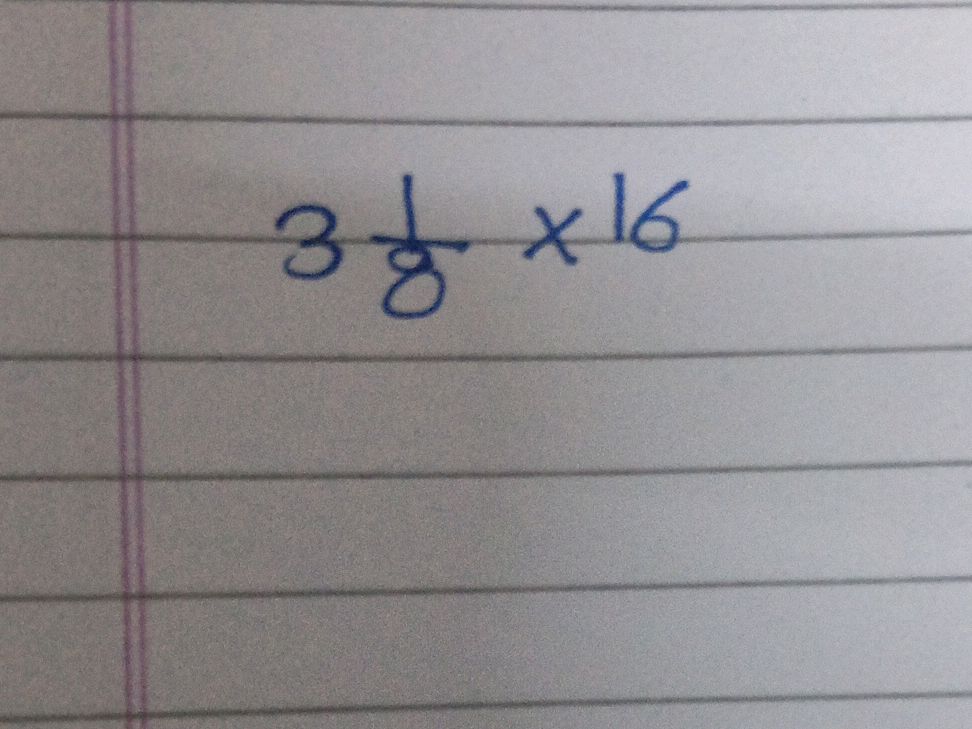 Multiplying Mixed Numbers: 3 1/8 times 16 | StudyX