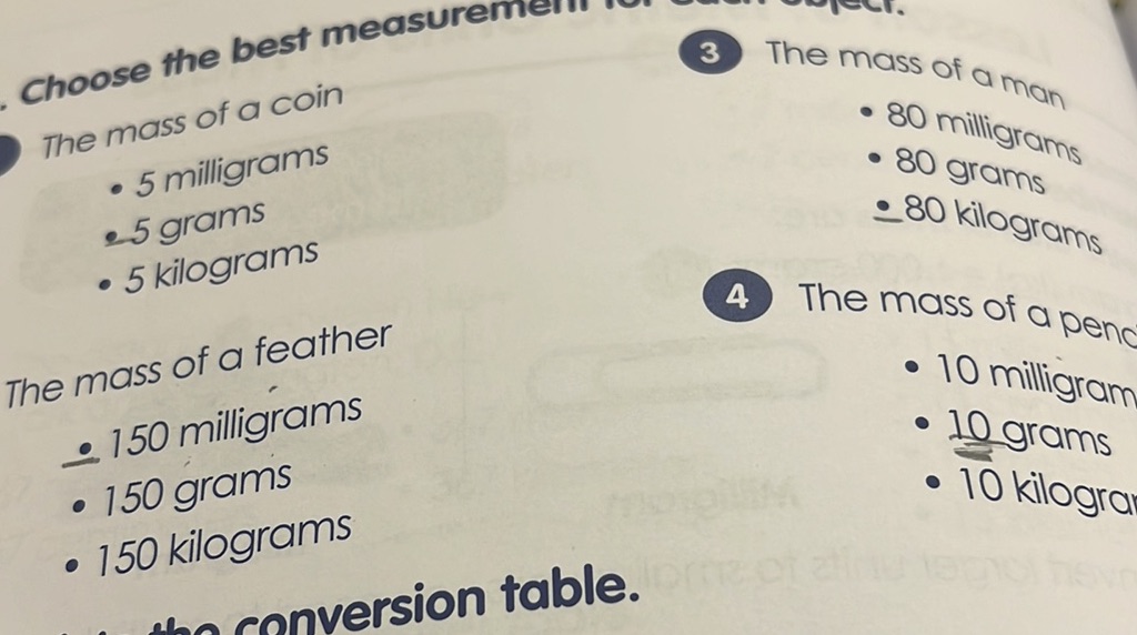 Choose the best measurement for each object. | StudyX