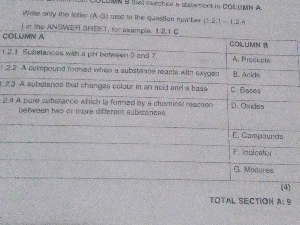 Match the statements in COLUMN A with the | StudyX