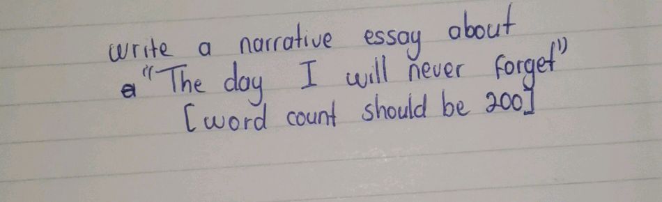 Write a narrative essay about "The day I | StudyX