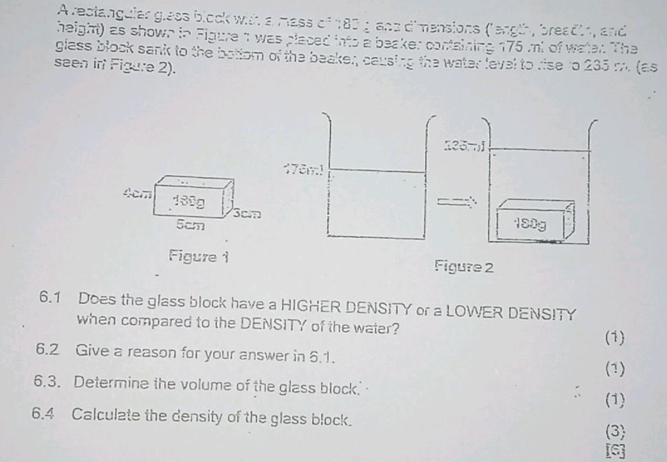 A rectangular glass block with a mass of | StudyX