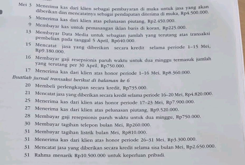 Buatlah jurnal transaksi berikut di halaman | StudyX