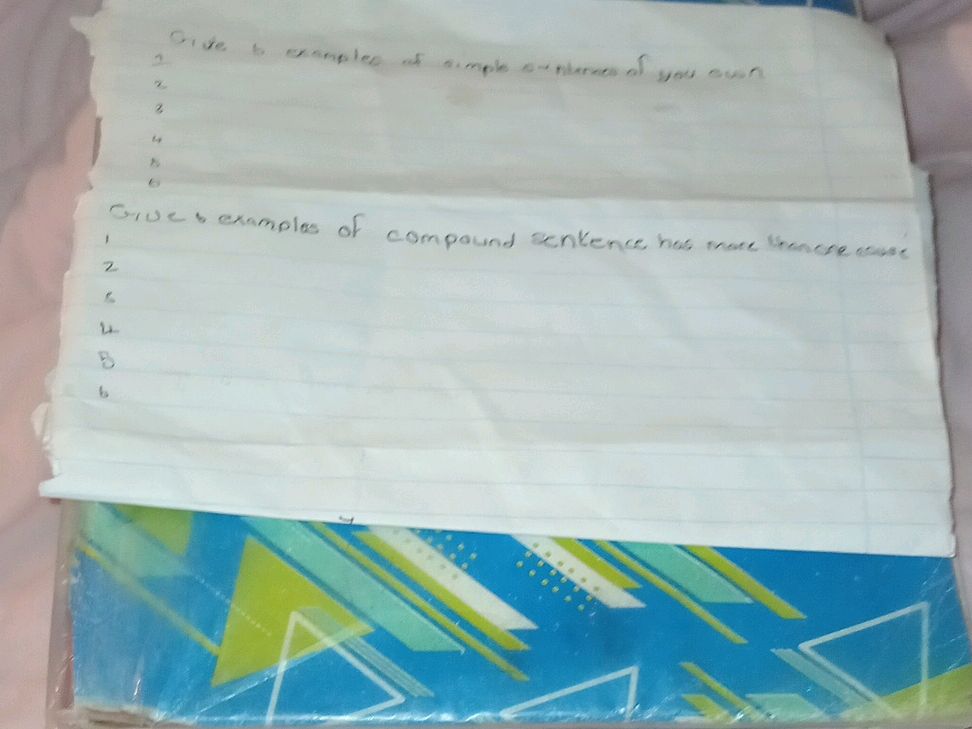 Give 6 examples of simple sentences of you | StudyX