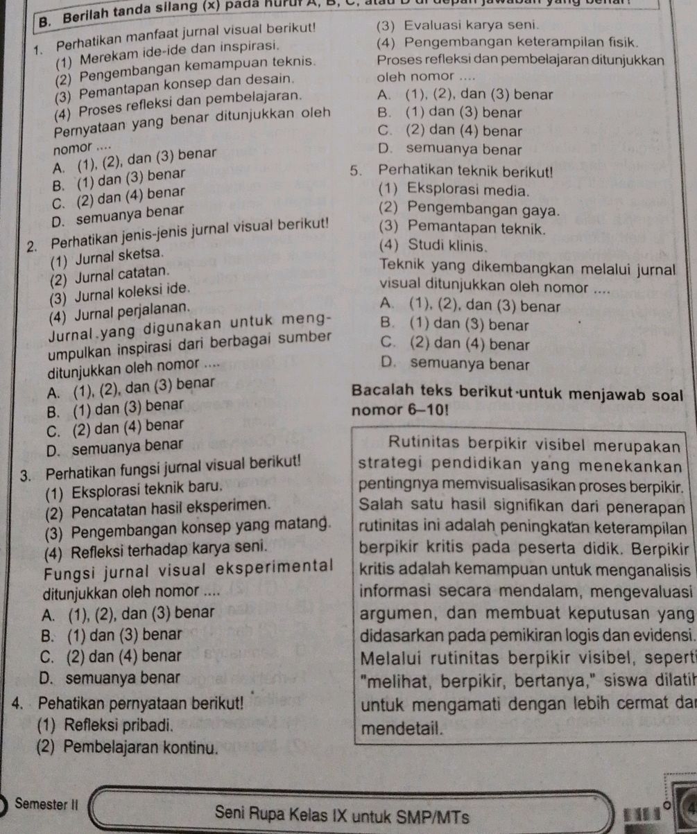 1. Perhatikan manfaat jurnal visual berikut! | StudyX