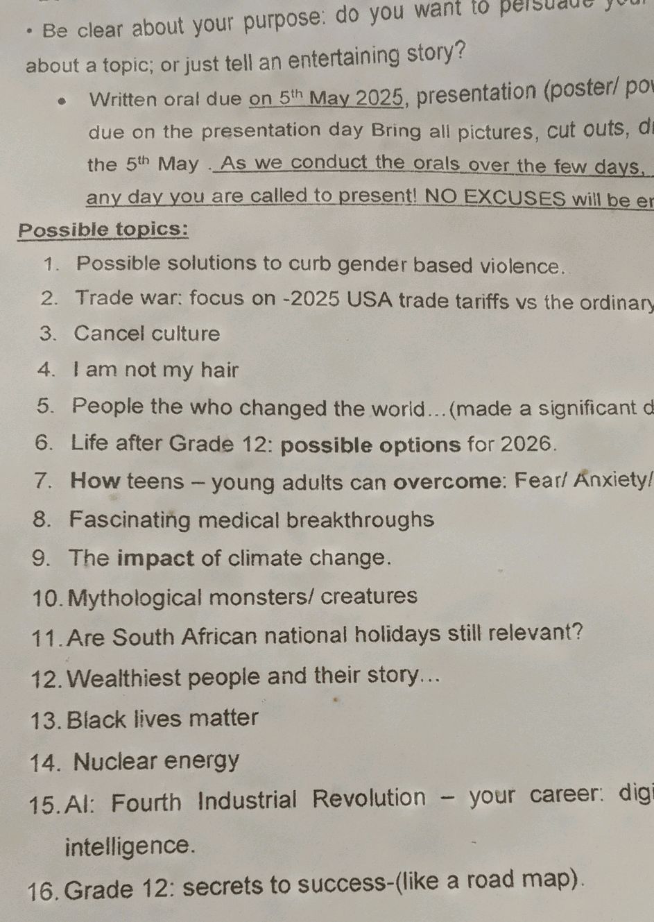 Possible topics: 1. Possible solutions to | StudyX