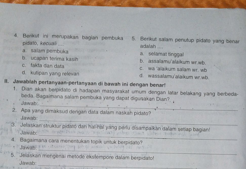4. Berikut ini merupakan bagian pembuka | StudyX