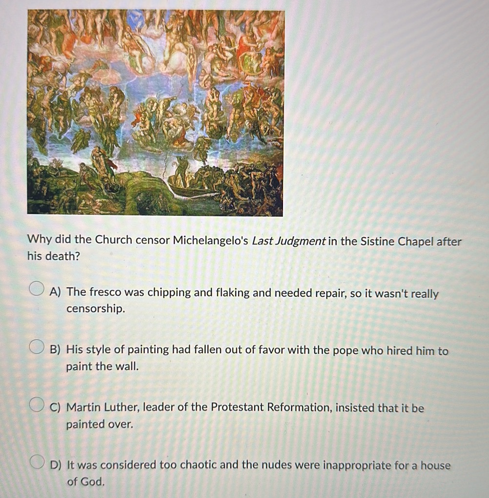 Why did the Church censor Michelangelo's | StudyX