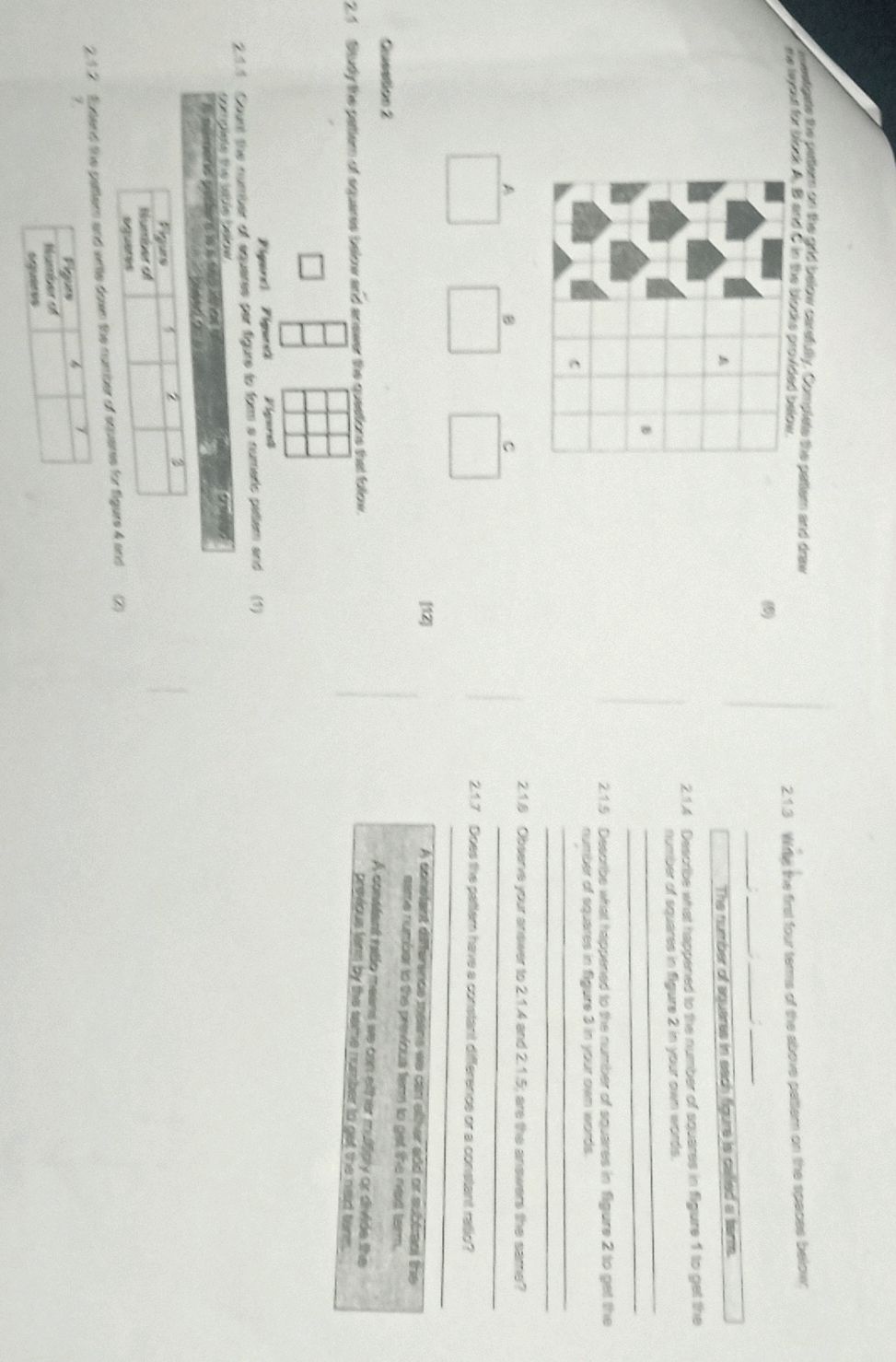 2. Study the pattern of squares below and | StudyX