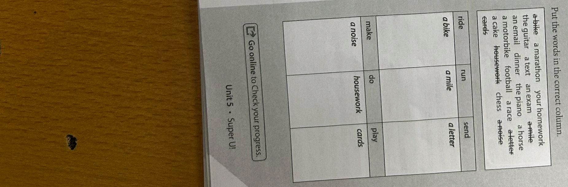 Put the words in the correct column. | | StudyX