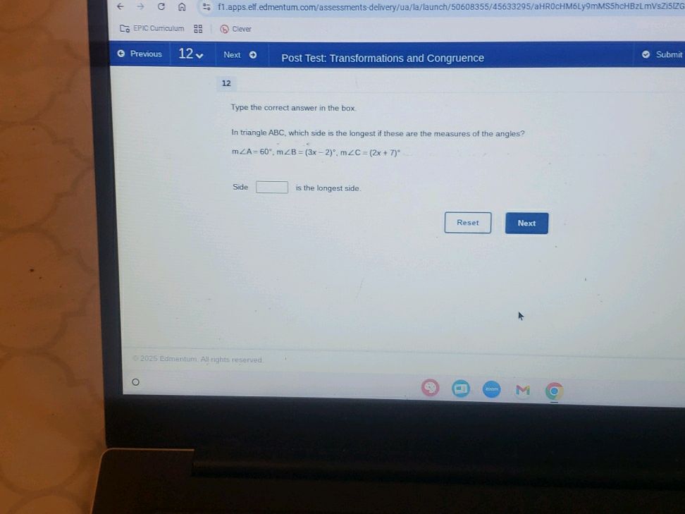 In triangle ABC, which side is the longest | StudyX