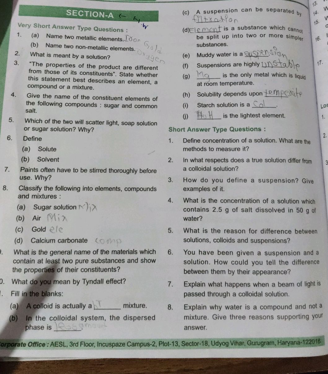 1. (a) Name two metallic elements. (b) Name | StudyX