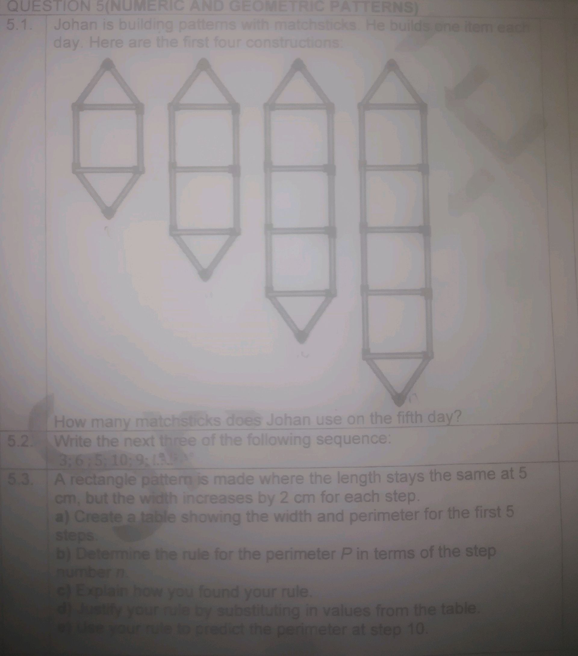 5.1. Johan is building patterns with | StudyX