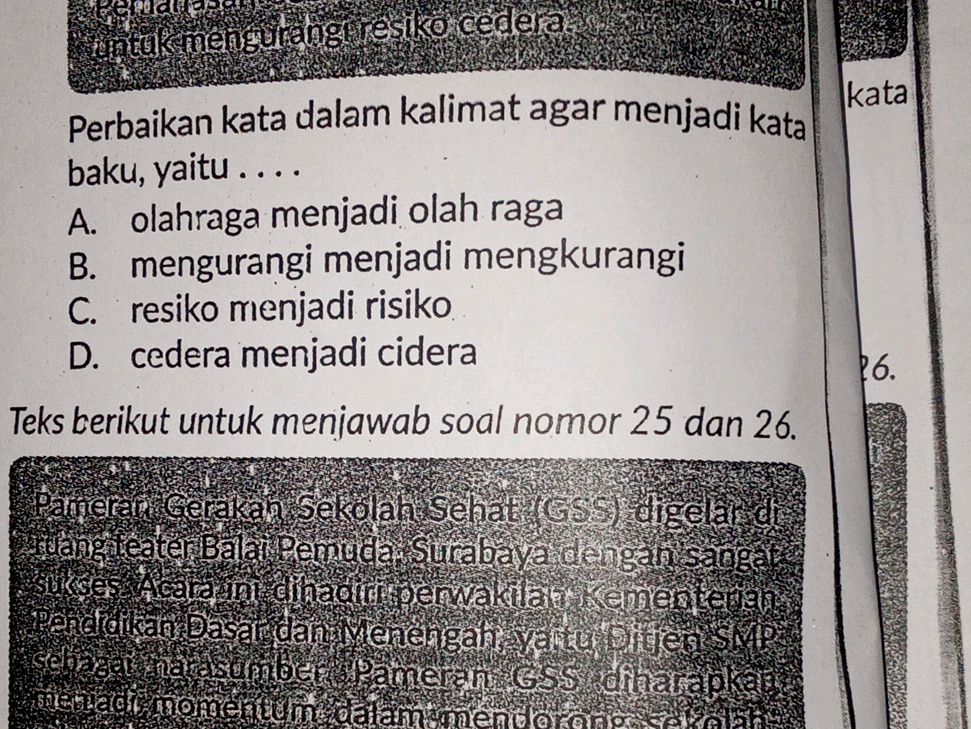 Perbaikan kata dalam kalimat agar menjadi | StudyX