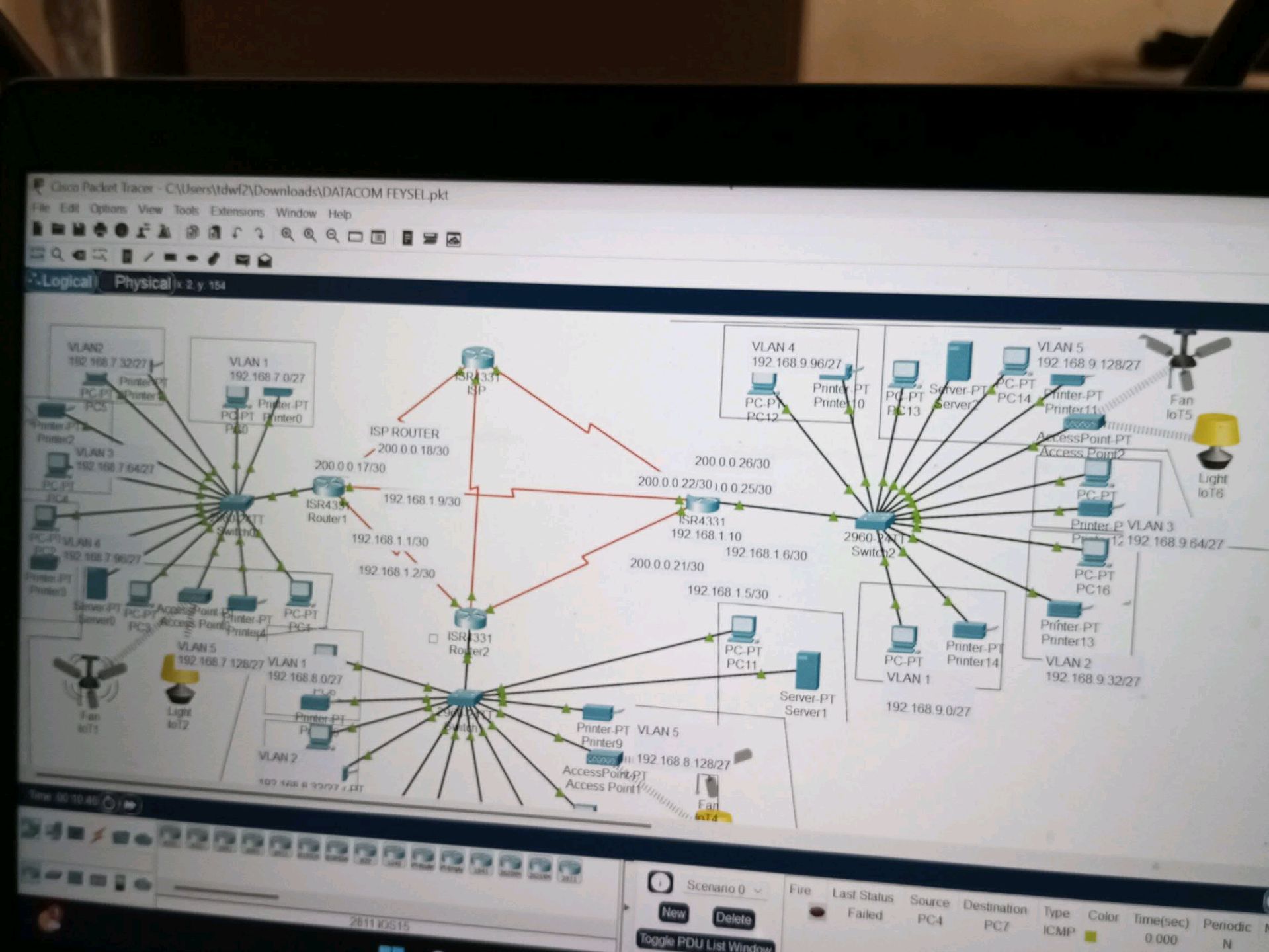 The image depicts a network topology diagram | StudyX
