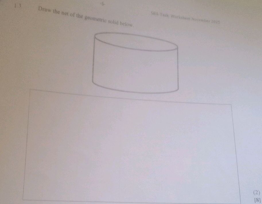 Draw the net of the geometric solid below. | StudyX