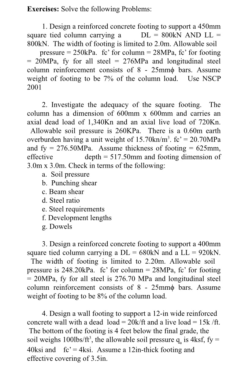 Exercises: Solve the following Problems: 1. | StudyX