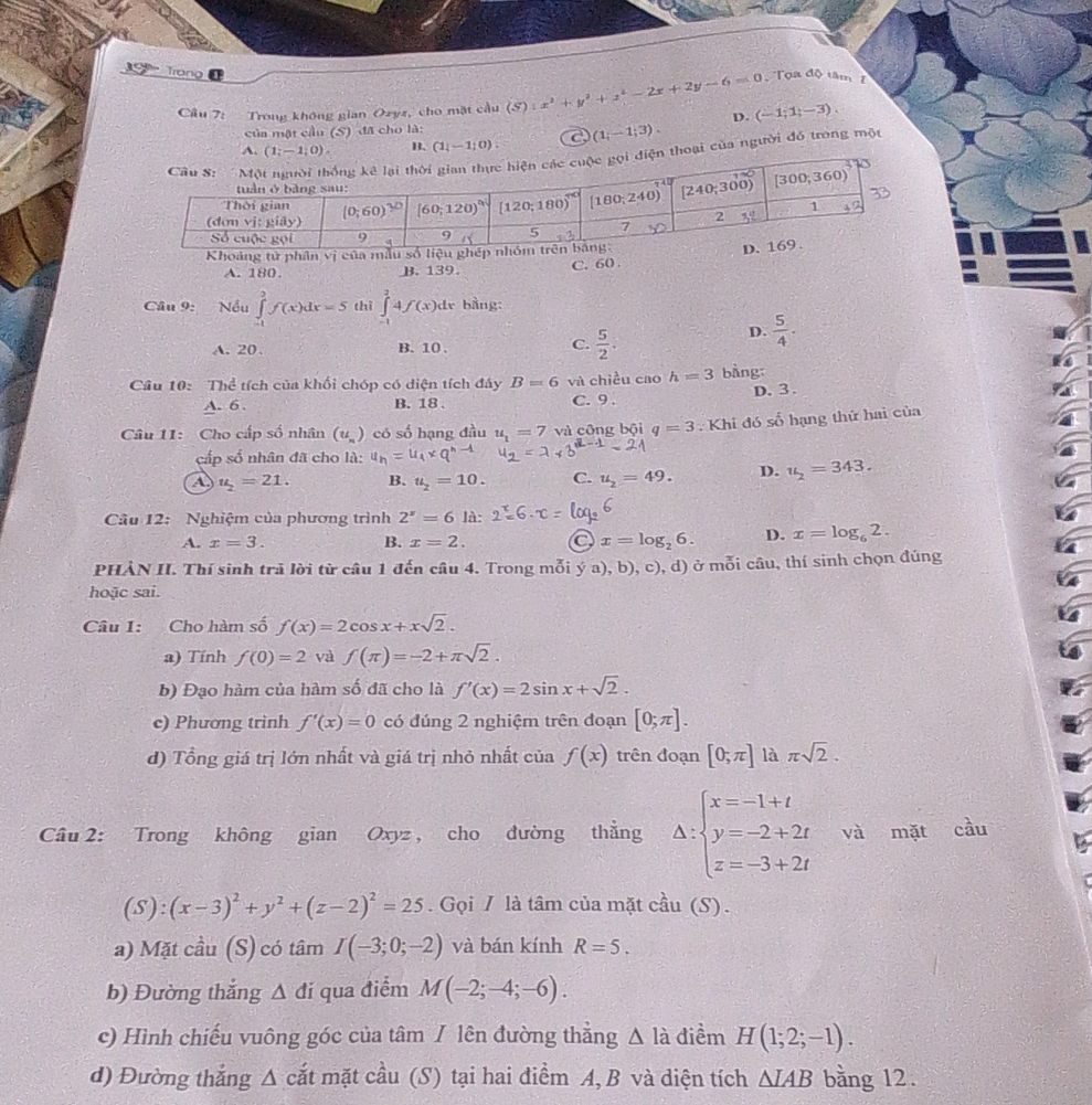 Cîu 7 t Trous khong slan Oxys, cho mat calu | StudyX