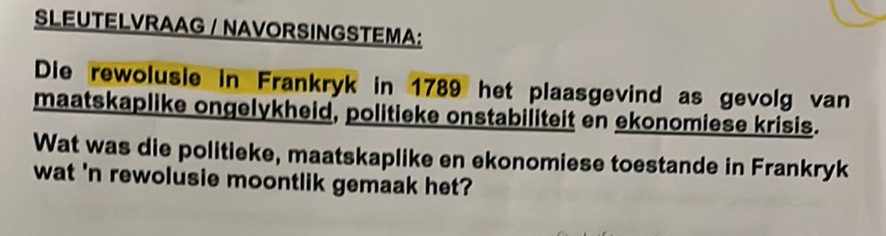 Die rewolusie in Frankryk in 1789 het