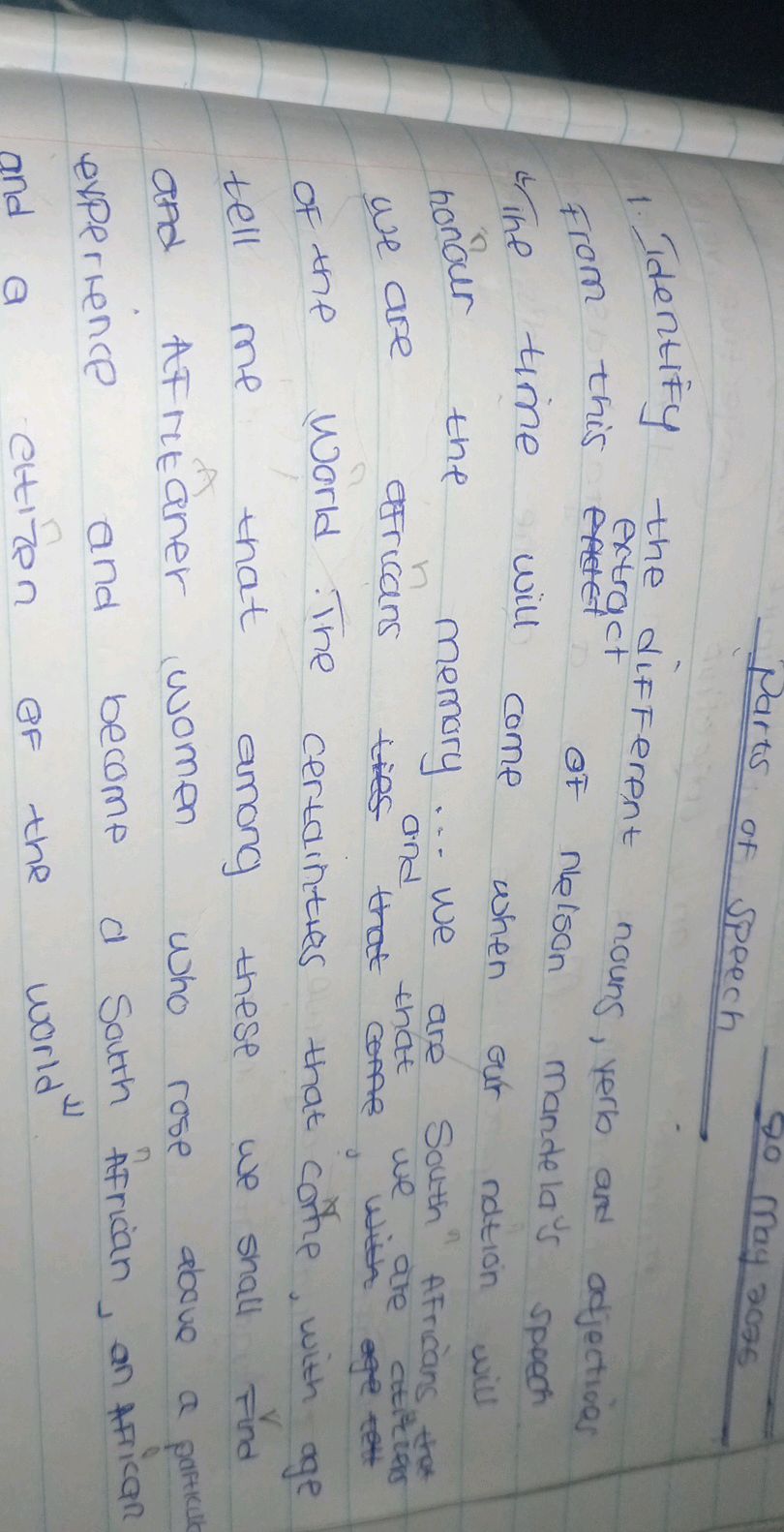 1. Identify the different nouns, verbs and | StudyX