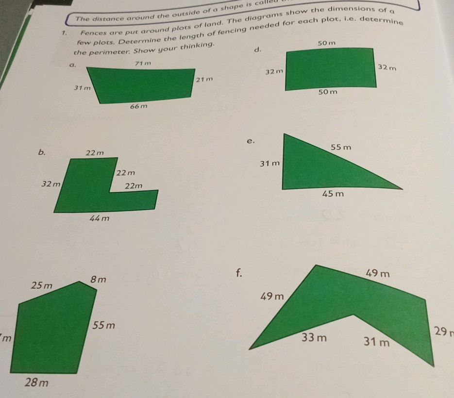 1. The distance around the outside of a | StudyX