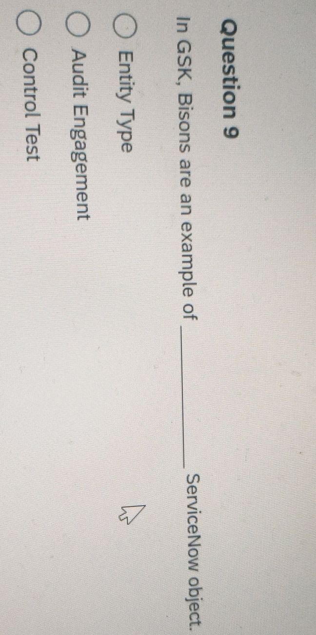 Question 9 In GSK, Bisons are an example of