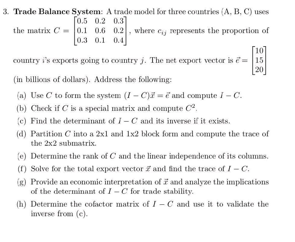 3. Trade Balance System: A trade model for | StudyX