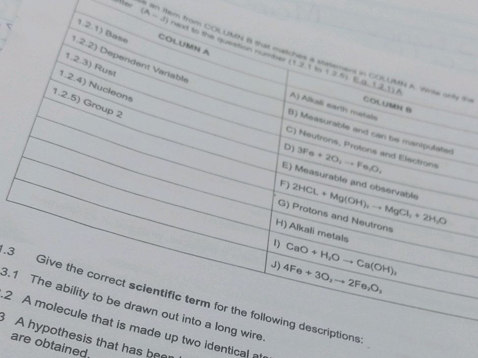 Match an item from COLUMN B that matches a | StudyX