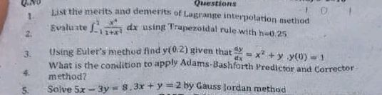 1. List the merits and demerits of Lagrange | StudyX
