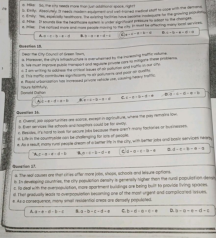 Question 15. Dear the City Council of Green | StudyX