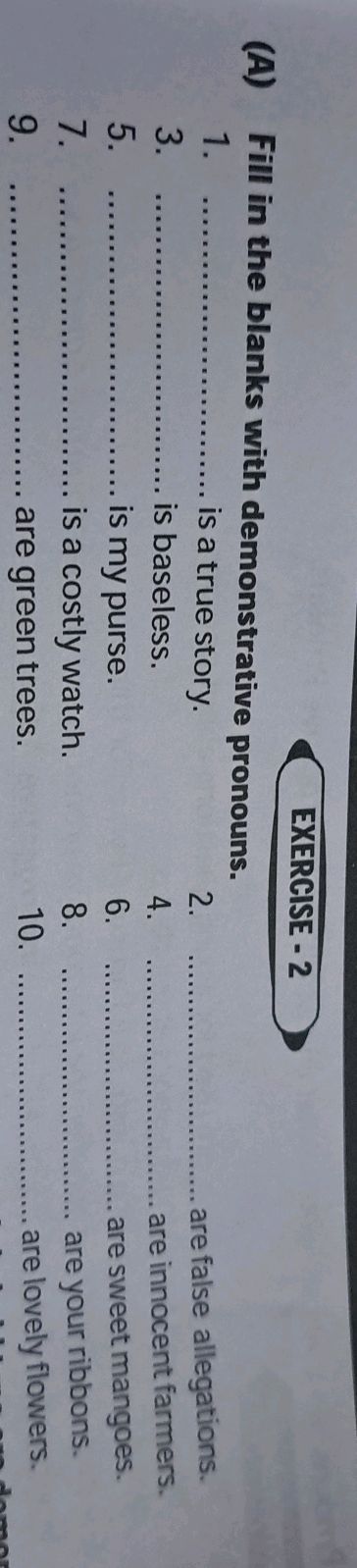(A) Fill in the blanks with demonstrative | StudyX