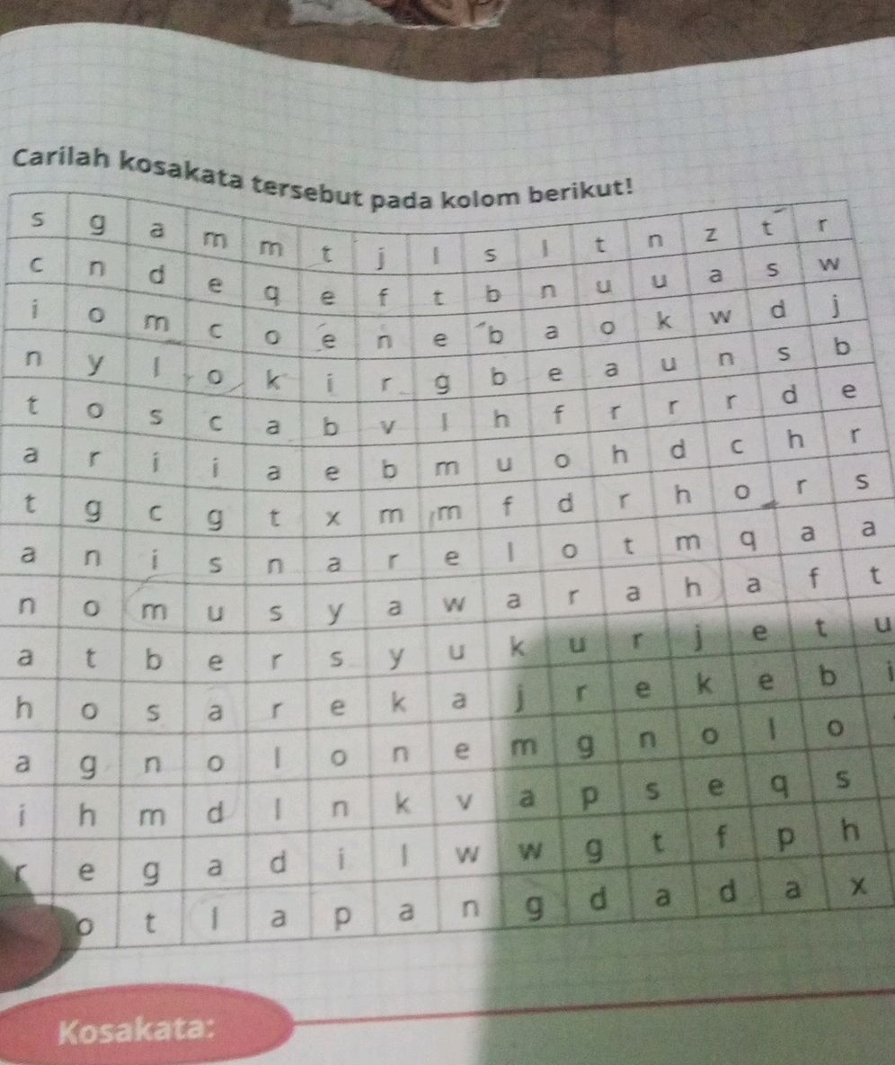 Carilah kosakata tersebut pada kolom | StudyX