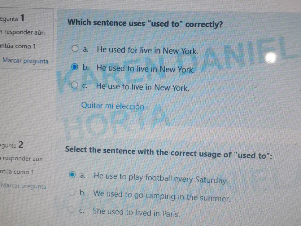 Which sentence uses "used to" correctly? a. | StudyX