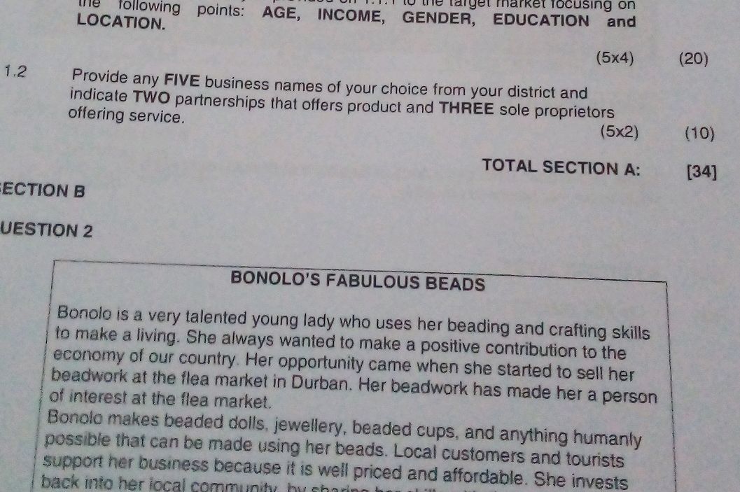 1. Provide any FIVE business names of your | StudyX