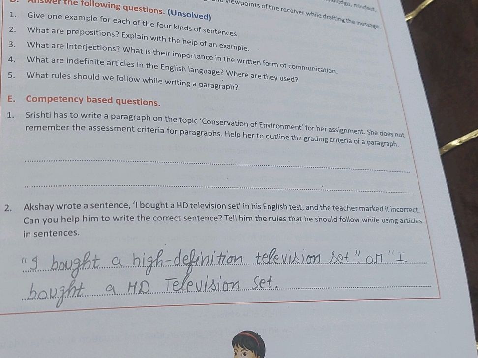 1. Give one example for each of the four | StudyX