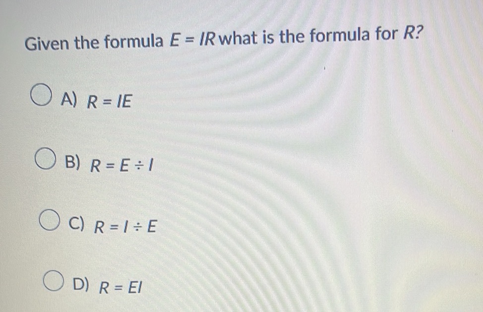Given the formula $E = IR$ what is the | StudyX