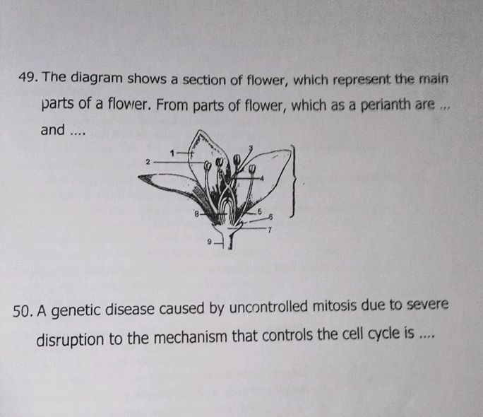 49. The diagram shows a section of flower, | StudyX