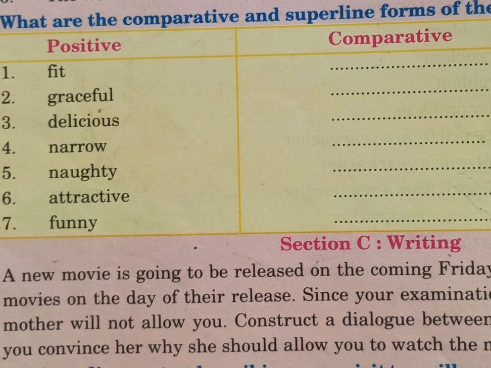What are the comparative and superline forms | StudyX