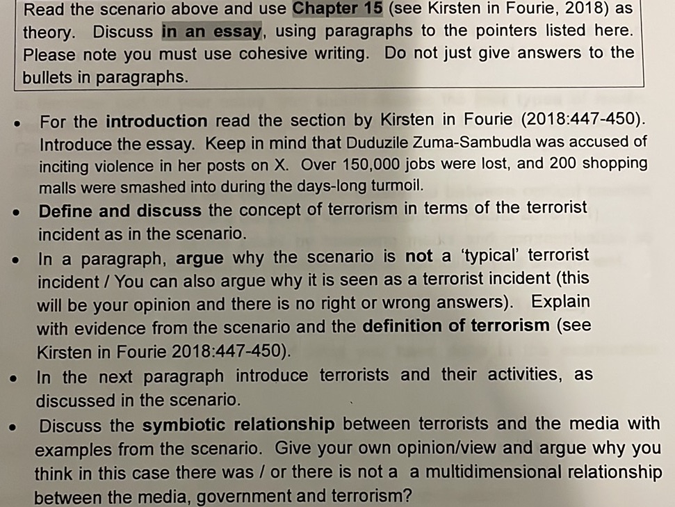 Read the scenario above and use Chapter 15 | StudyX