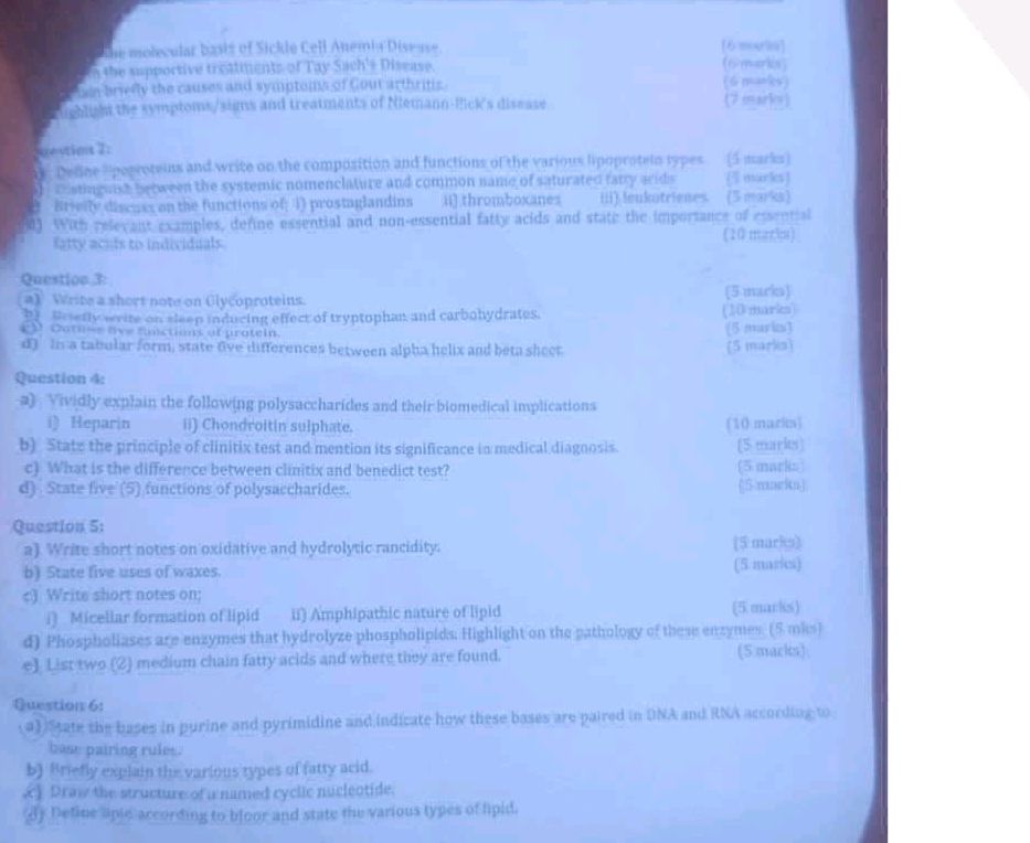 Question 2: Define lipoproteins and write | StudyX